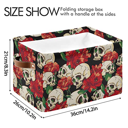 ALAZA Red Rose Flower Blossom Foldable Storage Box Storage Basket Organizer Bins with Handles for Shelf Closet Living Room Bedroom Home Office 2 Pack