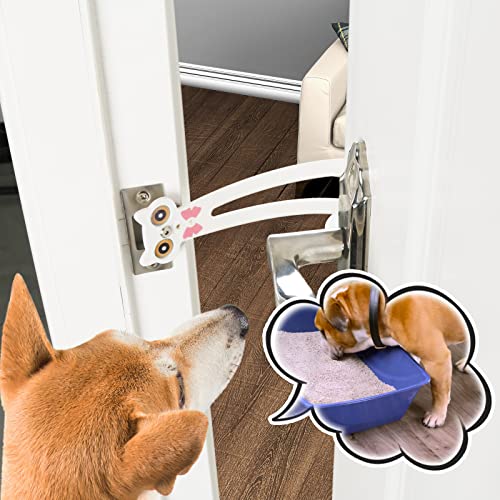 Cat Door Interior Door - Ellasdan Cat Door Latch Keeps Dogs & Kids Out of Litter & Food, Cat Door Stopper Flexible Cat Door Holder Cat Gate One Piece No Measuring