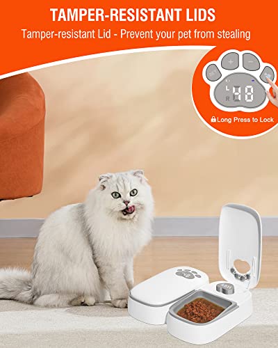 Madatop Automatic Wet Food Cat Feeders,2 Meals Digital Microchip Cat Feeder for Dog & Cat,Dry or Semi-Moist Pet Food Dispenser with 48 Hours Timer,Tamper Resistant Design (Cat Feeder)