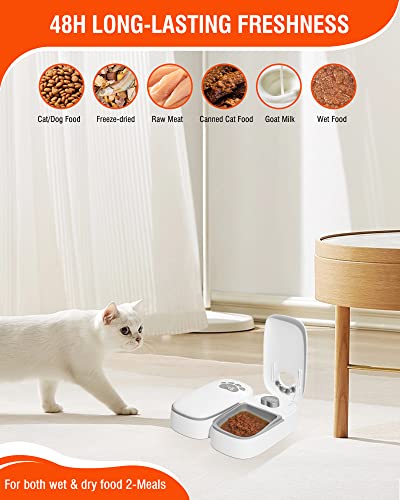 Madatop Automatic Wet Food Cat Feeders,2 Meals Digital Microchip Cat Feeder for Dog & Cat,Dry or Semi-Moist Pet Food Dispenser with 48 Hours Timer,Tamper Resistant Design (Cat Feeder)