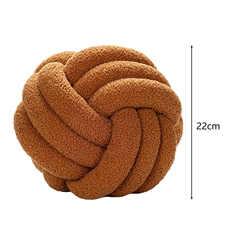 Tuelaly Knot Ball Pillow, Couch Pillows Knotted Ball Throw Pillow Ultra Soft Decorative Hand-Woven Knotted Ball Lamb Velvet Sofa Cushion Living Room Bedroom Yellow