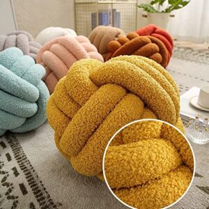 Tuelaly Knot Ball Pillow, Couch Pillows Knotted Ball Throw Pillow Ultra Soft Decorative Hand-Woven Knotted Ball Lamb Velvet Sofa Cushion Living Room Bedroom Yellow