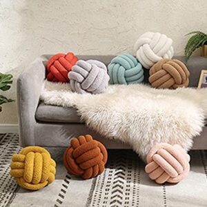 Tuelaly Knot Ball Pillow, Couch Pillows Knotted Ball Throw Pillow Ultra Soft Decorative Hand-Woven Knotted Ball Lamb Velvet Sofa Cushion Living Room Bedroom Yellow