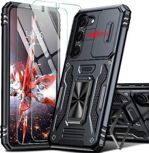 【2023 𝐍𝐄𝐖】for samsung galaxy a14 5g case with camera cover [with 2x screen protector] with magnetic 360° kickstand ring military grade drop proof shockproof phone case for samsung galaxy a14 5g