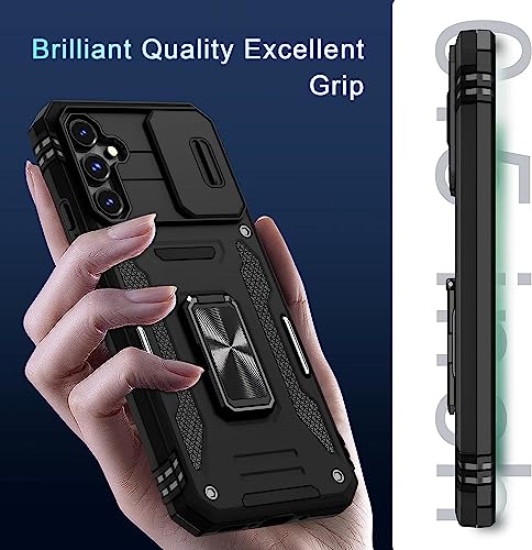 【2023 𝐍𝐄𝐖】for Samsung Galaxy A14 5G Case with Camera Cover [with 2x Screen Protector] with Magnetic 360° Kickstand Ring Military Grade Drop Proof Shockproof Phone Case for Samsung Galaxy A14 5G