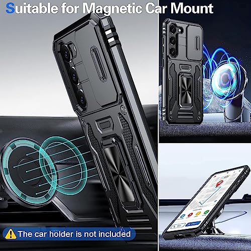 【2023 𝐍𝐄𝐖】for Samsung Galaxy A14 5G Case with Camera Cover [with 2x Screen Protector] with Magnetic 360° Kickstand Ring Military Grade Drop Proof Shockproof Phone Case for Samsung Galaxy A14 5G