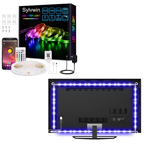 sylvwin Led Strip Lights 32.8ft,RGB Color Changing Led Lights Strip&TV Led Backlight,6.56ft Led Light Strip for 30-50 in TV