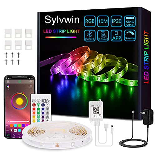 sylvwin Led Strip Lights 32.8ft,RGB Color Changing Led Lights Strip&TV Led Backlight,6.56ft Led Light Strip for 30-50 in TV