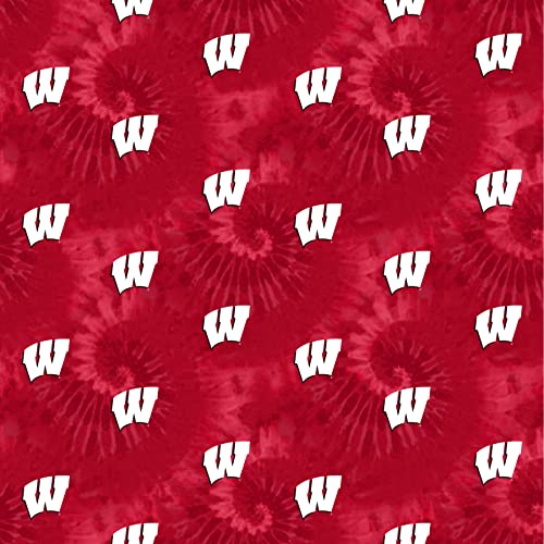 University of Wisconsin Cotton Fabric by Sykel-Licensed Wisconsin Badgers Tye Dye Cotton Fabric