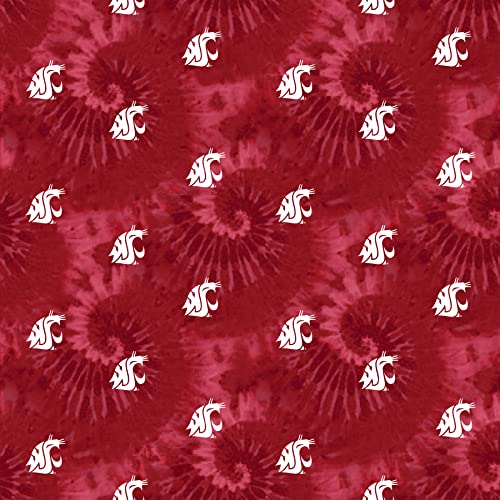 SYKEL ENTERPRISES Washington State University Cotton Fabric by Sykel-Licensed Washington State WSU Cougars Tye Dye Cotton Fabric