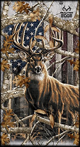 Realtree Cotton Fabric Panel by Sykel-Licensed Realtree Edge Patriotic Deer Cotton Fabric Panel 24 x 44