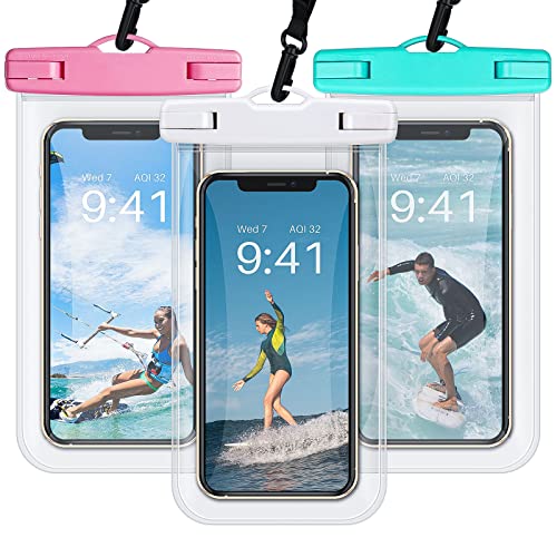 Universal Waterproof Phone Pouch Bag - 3Pack, Waterproof Phone Case Compatible with iPhone 14 Pro Max/13/12/11/XR/X/SE/8/7, Galaxy S22/S21 Google Up to 7’’, IPX8 Dry Bag Vacation Essentials.