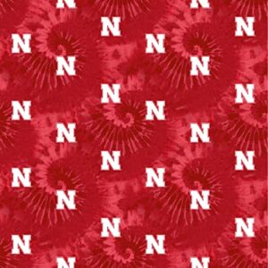 sykel entrprises university of nebraska cotton fabric by sykel-licensed nebraska cornhuskers tye dye cotton fabric