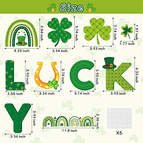 BeYumi 91Pcs Lucky Bulletin Board Decorations Set Green Shamrock Lucky Boho Rainbow Cutouts Scalloped Bulletin Board Trim Borders Classroom Homeschool Chalkboard Wall Decor Party Supplies