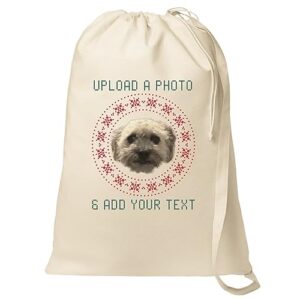 custom pet photo santa bags: canvas laundry bag