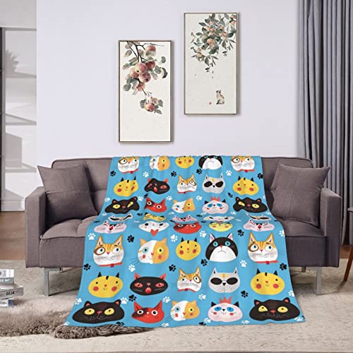 Cute Cat Blanket Warming Gifts Super Soft Throw Blanket Flannel Cozy for Loved One Home Decor for All Season 50"X40"