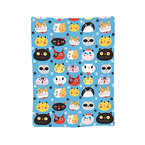 Cute Cat Blanket Warming Gifts Super Soft Throw Blanket Flannel Cozy for Loved One Home Decor for All Season 50"X40"