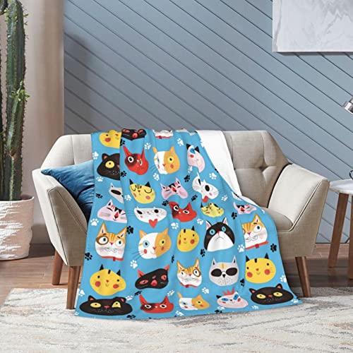 Cute Cat Blanket Warming Gifts Super Soft Throw Blanket Flannel Cozy for Loved One Home Decor for All Season 50"X40"