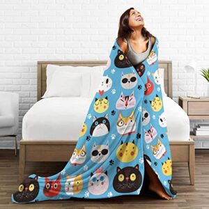 Cute Cat Blanket Warming Gifts Super Soft Throw Blanket Flannel Cozy for Loved One Home Decor for All Season 50"X40"