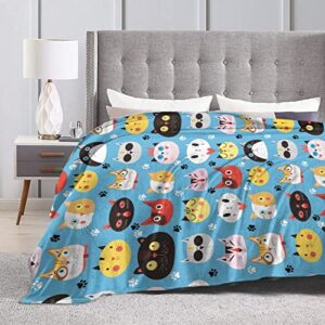 Cute Cat Blanket Warming Gifts Super Soft Throw Blanket Flannel Cozy for Loved One Home Decor for All Season 50"X40"