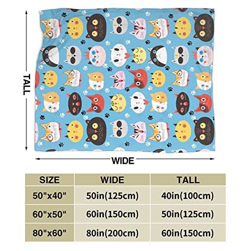 Cute Cat Blanket Warming Gifts Super Soft Throw Blanket Flannel Cozy for Loved One Home Decor for All Season 50"X40"