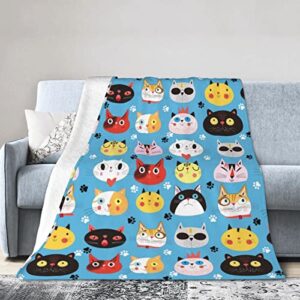 Cute Cat Blanket Warming Gifts Super Soft Throw Blanket Flannel Cozy for Loved One Home Decor for All Season 50"X40"