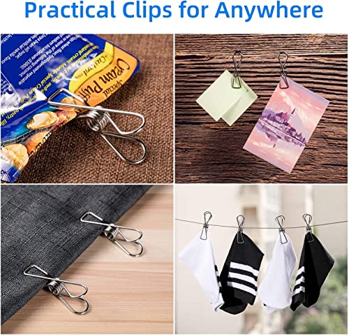 H&W 66pcs Chip Clips, Small Stainless Steel Clothes pins Clips for Laundry, Food Package, Chips Bag, Photos, Parper, 2 Inch