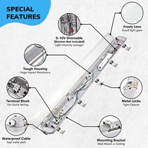 JACS 24W LED Vapor Tight Light Fixture, 4ft Vapor Proof LED Light - 80W Equivalent, 5000k, 3432LM - Ideal Garage Light, Shop Light, Outdoor Light Fixture, 6 Pack