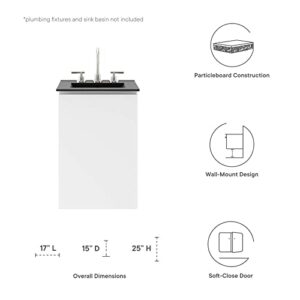 Modway Vitality 18" Wall-Mount Bathroom Vanity (Sink Basin Not Included), 18 Inch, White