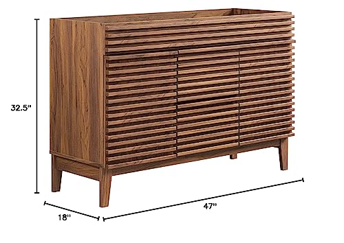 Modway Render 48" Double Sink Compatible (Not Included) Bathroom Vanity Cabinet in Walnut