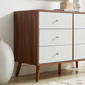 Modway Transmit Mid-Century Modern 47" Wood Dresser in Walnut White