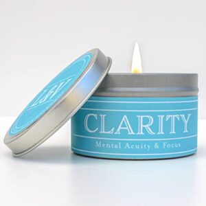 clarity | non-toxic aromatherapy candle for focusing, work, study | citrus, mint, jasmine, pear | positive energy scented candle hand made in usa | productivity, spiritual, or meditation gift