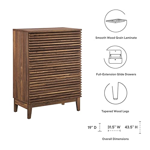 Modway Render Mid-Century Modern Desser Chest in Walnut