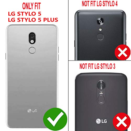 STARSHOP LG Stylo 5 Phone Case, [Not Fit Stylo 4 / Stylo 6], with [Tempered Glass Protector Included] Military Grade Shockproof Protection Cover with Rotating Ring Holder Kickstand - Scarlet