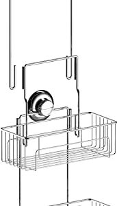 Gecko-Loc Extra Long Hanging Shower Caddy Bundle including 2 Hanger Extensions and 2 Extra Suction Cups -Silver