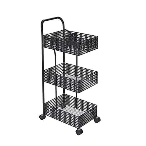 YXBDN Scandinavian Iron Shelves Bedroom Kitchen Metal Removable Bathroom Storage Rack with Wheels Trolley