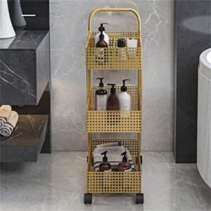 YXBDN Scandinavian Iron Shelves Bedroom Kitchen Metal Removable Bathroom Storage Rack with Wheels Trolley