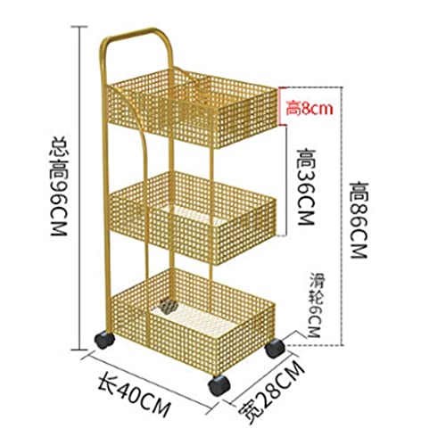 YXBDN Scandinavian Iron Shelves Bedroom Kitchen Metal Removable Bathroom Storage Rack with Wheels Trolley