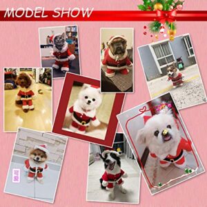 QETRABONE Small Santa Dog Cat Costume Christmas Pet Clothes Outfits Red Christmas Santa Claus Hat Scarf Cosplay Dressing up Xmas Party New Year Clothing Accessories for Small Cat Dog (XS-small, Santa)