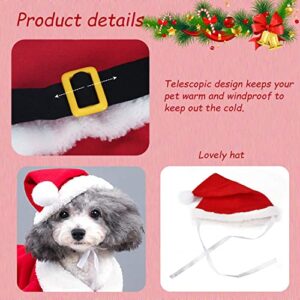 QETRABONE Small Santa Dog Cat Costume Christmas Pet Clothes Outfits Red Christmas Santa Claus Hat Scarf Cosplay Dressing up Xmas Party New Year Clothing Accessories for Small Cat Dog (XS-small, Santa)