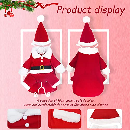 QETRABONE Small Santa Dog Cat Costume Christmas Pet Clothes Outfits Red Christmas Santa Claus Hat Scarf Cosplay Dressing up Xmas Party New Year Clothing Accessories for Small Cat Dog (XS-small, Santa)