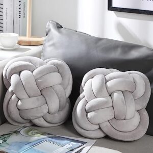 unittype 2 pcs 12 inch flower knot pillow ball creative knotted throw pillows decorative sofa lumbar pillow floor pillow cushion for home sofa car office decor household christmas decoration (gray)