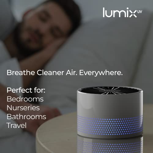 LumixUV Smart UV-C Air Sanitizer and Purifier | White Noise Machine | Night Light | Air Quality Monitor | Ultraviolet LEDs Remove Odors, Kill Viruses, Mold, Bacteria, and Allergens - iOS & Android App