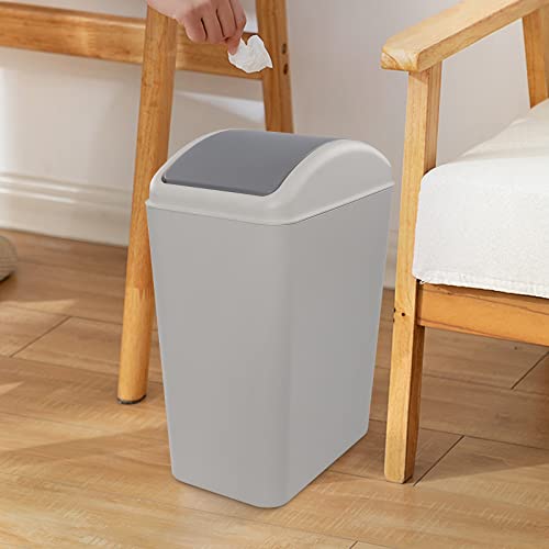 CadineUS 4.2 Gollon Plastic Trash Can with Swing Lids, Grey Garbage Bin Set of 3