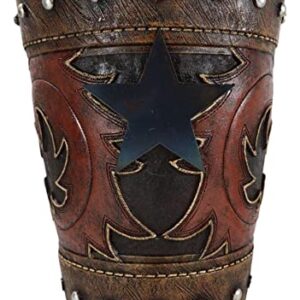 Ebros Gift Rustic Western Red Tan Lone Star Cowboy Bootcut with Silver Nailheads Faux Tooled Leather Bathroom Home Accent Country Old World (Dry Waste Basket Trash Bin)