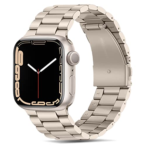 Tasikar Band Compatible with Apple Watch Band 41mm 40mm 38mm Premium Stainless Steel Metal Replacement Strap Compatible with Apple Watch Series 9 8 7 6 5 4 3 2 1 SE (Starlight)