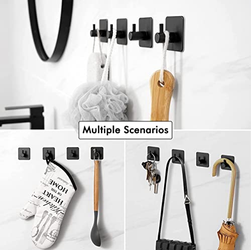 Matte Black Towel 5 Packs Hooks Bathroom Coat Hook Stainless Steel for Towel Robe,Clothes Cabinet Closet Wall Hook for Bedroom Kitchen Hotel Pool.