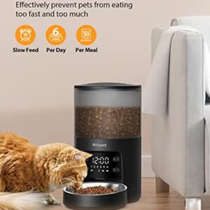 Molypet Automatic Cat Feeders with Timer - 4L Cat Food Dispenser of 6 Meals with 10S Voice Recorder and Desiccant Bag, Support Dual Power for Cats and Dogs