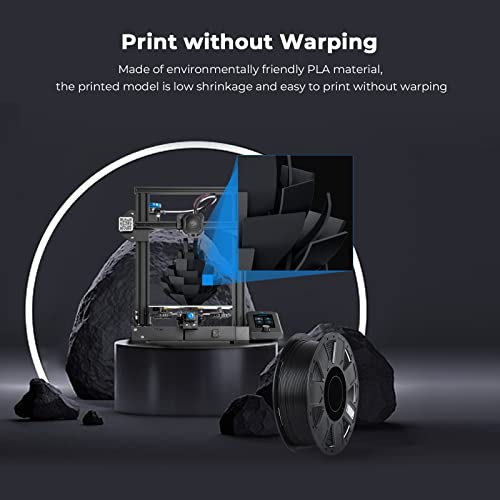 Creality PLA Filament 1.75mm, Ender PLA 3D Printer Filament No-Tangling Smooth Printing Without Clogging No Warping, Fit Most FDM 3D Printers, 1kg Spool, Accuracy +/- 0.02mm, Black