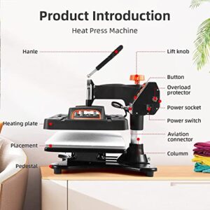 Heat Press Machine, 11 in 1 Professional Sublimation Machine 12" X 15", 360° Swing Away Shirt Printing Heat Transfer Machine Digital Industrial-Quality Shirt Pressing Machine for Tshirt,Hat,Mug,Plate